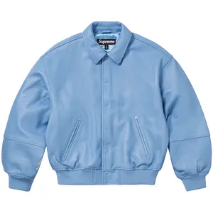 Supreme Gore-tex Infinium Windstopper Leather Varsity Jacket - Blue
