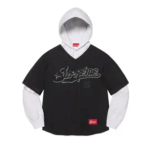 Supreme Baseball Jersey Hooded Sweatshirt - Black