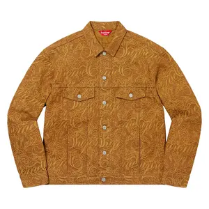 Supreme Script Jacquard Denim Trucker Jacket - Brown