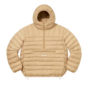 Supreme Micro Down Half Zip Hooded Pullover - Tan