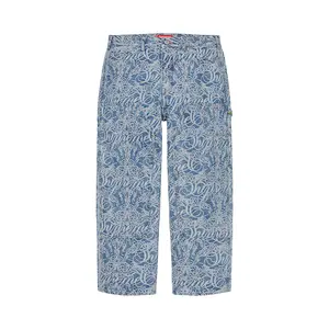 Supreme Script Jacquard Double Knee Denim Painter Pant - Blue