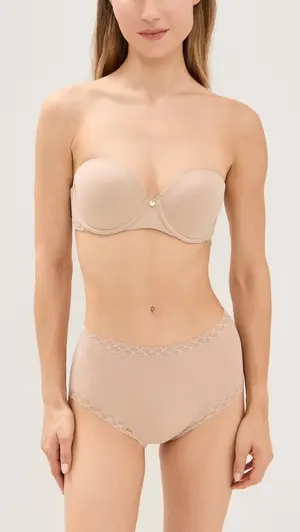 Natori Pure Luxe Strapless Contour Underwire Bra - Cafe