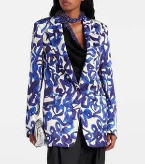 Dries Van Noten Printed Blazer - Blue
