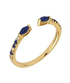 LARK & BERRY Lark & Berry 14K Yellow Gold Veto Cuff Ring With Lab Grown Diamonds And Cultured Sapphires Sapphire