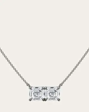 HAUTECARAT 18k Gold Asscher Lab Grown Diamond Twin Necklace - Blackened Gold