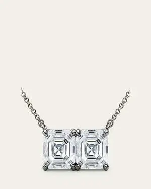 HAUTECARAT 18k Gold Asscher Lab Grown Diamond Twin Necklace