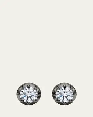 HAUTECARAT 18k Gold Diamond Stud Earrings - Blackened Gold