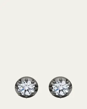 HAUTECARAT 18k Gold Diamond Stud Earrings - Blackened Gold