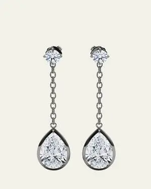 HAUTECARAT 18k Gold Link Chain Lab Grown Diamond Drop Earrings - Blackened Gold