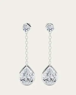 HAUTECARAT 18k Gold Link Chain Lab Grown Diamond Drop Earrings - White Gold