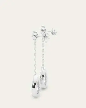 HAUTECARAT 18k Gold Link Chain Lab Grown Diamond Drop Earrings - White Gold