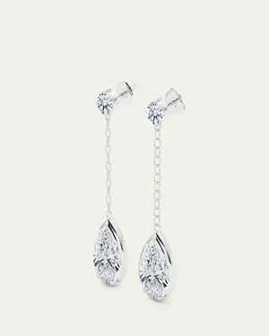 HAUTECARAT 18k Gold Link Chain Lab Grown Diamond Drop Earrings - White Gold