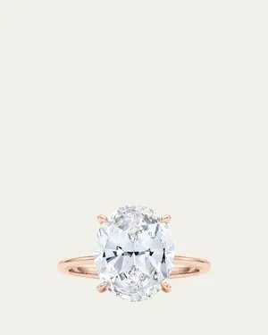 HAUTECARAT 18k Oval Cut Lab Grown Diamond Ring, 2.0tcw - Rose Gold