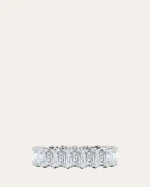 HAUTECARAT 18k Emerald Cut Lab Grown Diamond Eternity Ring - White Gold
