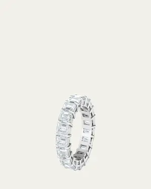 HAUTECARAT 18k Emerald Cut Lab Grown Diamond Eternity Ring - White Gold
