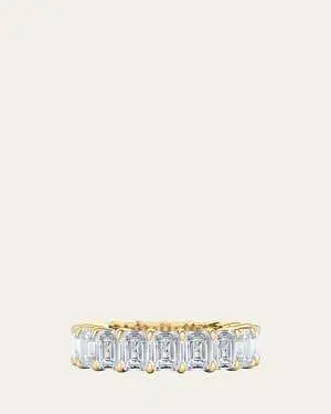 HAUTECARAT HauteCarat 18K Emerald Cut Lab Grown Diamond Eternity Ring Yellow Gold