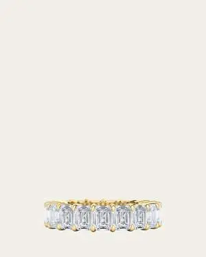 HAUTECARAT 18k Emerald Cut Lab Grown Diamond Eternity Band, 6.6tcw - Gold