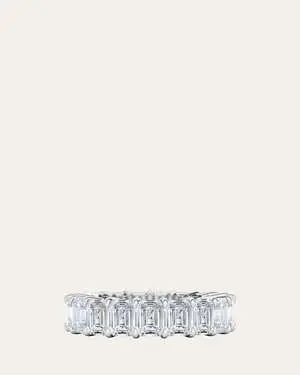 HAUTECARAT 18k Emerald Cut Lab Grown Diamond Eternity Band, 6.6tcw - White Gold