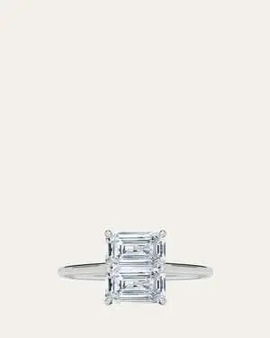 HAUTECARAT 18k Emerald Lab Grown Diamond Ring - White Gold
