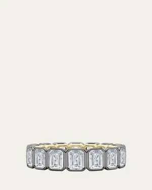 HAUTECARAT 18k Emerald Cut Lab Grown Diamond Eternity Ring - Black/yellow Gold