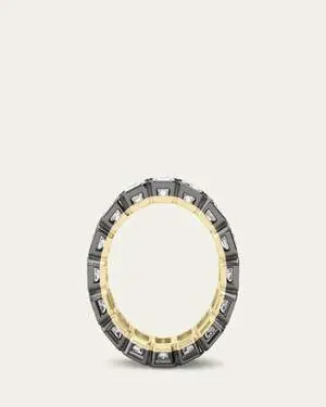 HAUTECARAT 18k Emerald Cut Lab Grown Diamond Eternity Ring - Black/yellow Gold