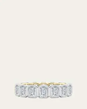HAUTECARAT 18k Emerald Cut Lab Grown Diamond Eternity Ring - White/yellow Gold