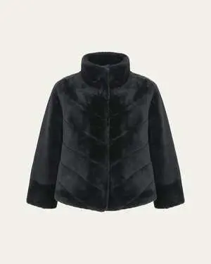 Gorski Reversible Chevron Merino Lamb Shearling Jacket