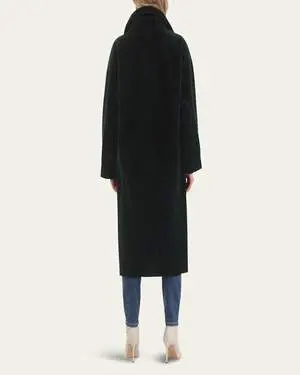 Gorski Reversible Textured Shearling Lamb Coat - Emerald/emerald