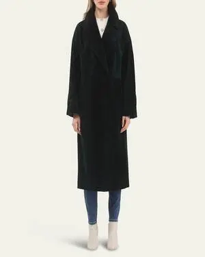 Gorski Reversible Textured Shearling Lamb Coat - Emerald/emerald