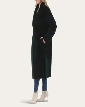 Gorski Reversible Textured Shearling Lamb Coat - Emerald/emerald