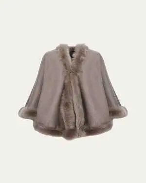 Gorski Wool And Cashmere Cape With Shearling Trim