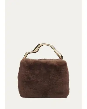 Cult Gaia Solene Mini Shearling Top-handle Bag - Luwak