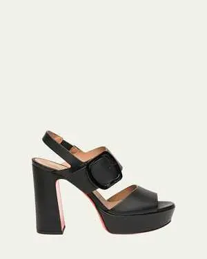 Santoni Bruxel Leather Platform Sandals - Black
