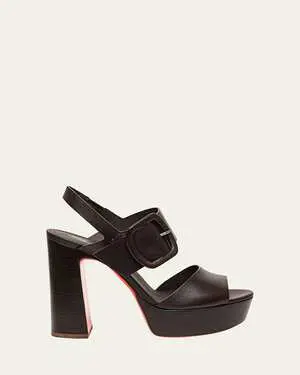 Santoni Bruxel Leather Platform Sandals - Dark Brown