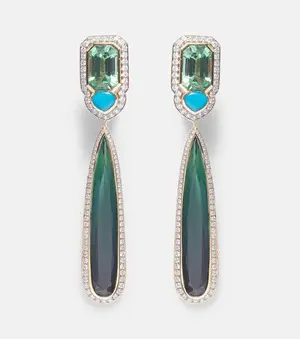 Marina B Quarta 18kt Gold Earrings With Diamonds And Gemstones - Green