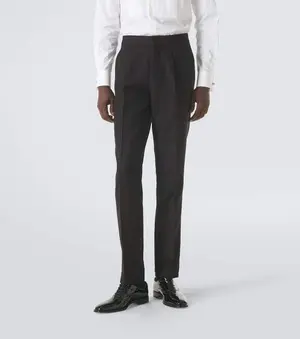 Brunello Cucinelli Silk, Wool, And Mohair Straight Pants
