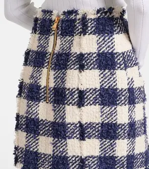Balmain Checked High-rise Tweed Miniskirt