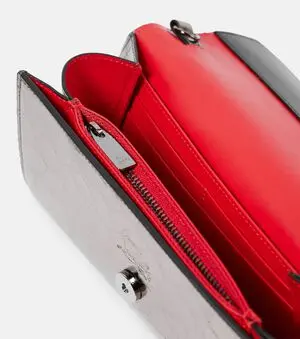 CHRISTIAN LOUBOUTIN Loubi54 Metallic Leather Wallet On Chain