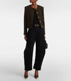 NILI LOTAN Shon High-rise Barrel-leg Jeans - Black