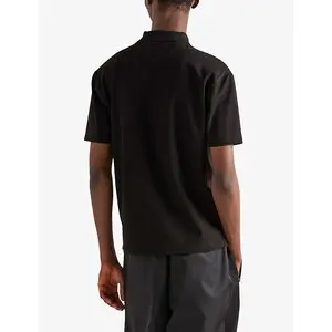 トップス prada black triangle logo polo shirt Prada Triangle-logo Cotton Polo Shirt in Black for Men | Lyst