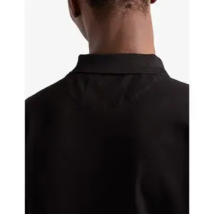 トップス prada black triangle logo polo shirt Buy Prada Black Triangle Logo Polo Shirt in Re-Nylon & Cotton For