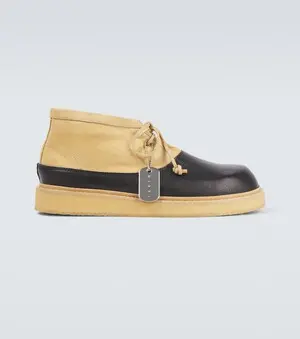 Marni Leather And Suede Desert Boots - Beige
