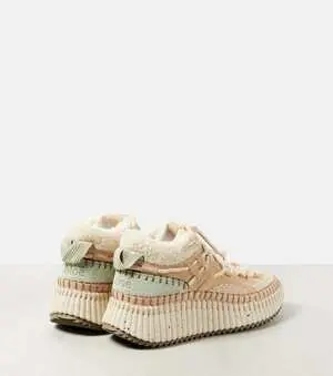 Chloé Nama Shearling-lined Suede Sneakers