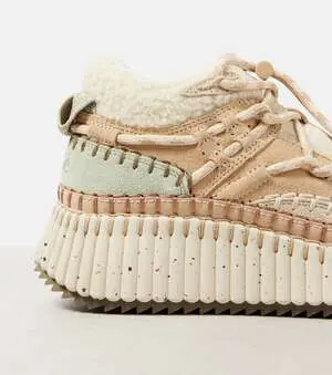 Chloé Nama Shearling-lined Suede Sneakers