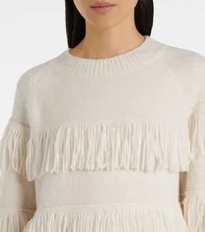 LISA YANG Agneta Fringed Cashmere-blend Sweater - White