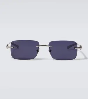 Gucci Gucci Horsebit Rectangular Sunglasses Silver