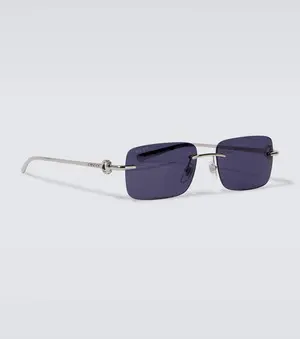 Gucci Horsebit Rectangular Sunglasses - Silver
