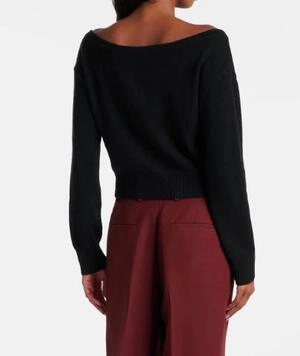 LISA YANG Beata Off-shoulder Cashmere Cardigan - Black