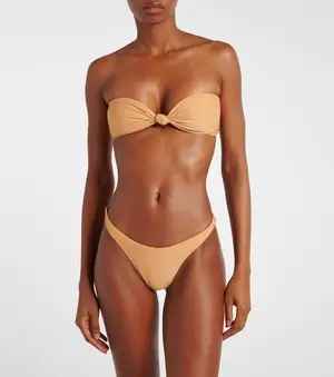 SAME Gathered Bandeau Bikini Top - Beige
