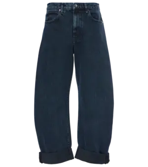 FRAME Bubble High-rise Barrel-leg Jeans - Blue